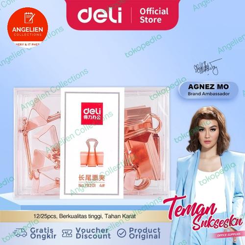 Jual Deli 78201 Office binder clip, Penjepit kertas Rose Gold 25mm ...