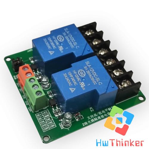 Jual Modul Relay Board 2 ch channel 5V 12V 24V 30A Opto Aktif High Low ...