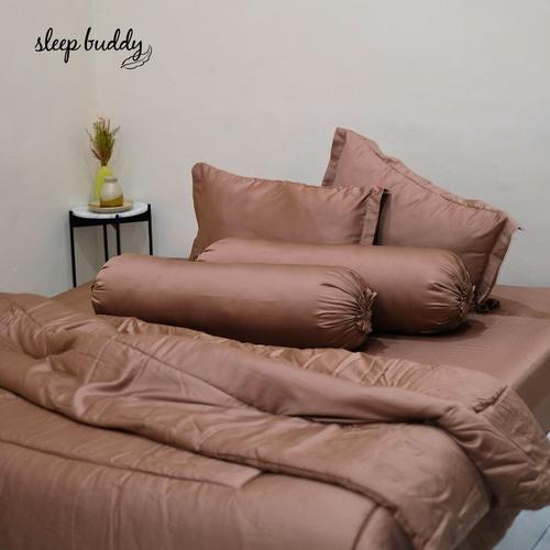 Jual Sleep Buddy Set Sprei dan Bed Cover Plain Caramel Lyocell - Queen ...