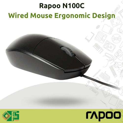 Jual Rapoo N100C Wired Optical Mouse Ergonomic Design - Kota Bandung ...