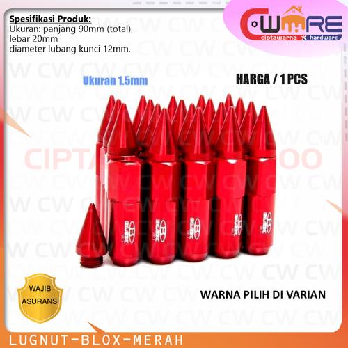 Jual 1 PCS Baut Roda Mobil Blox - LUGNUT BLOX 1,5 RED - LUG NUT BLOX ...