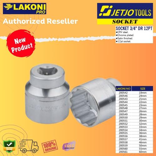 Jual JETJO TOOLS Lakoni Pro Mata Kunci Sok Socket 3/4" DR 12PT - 38mm ...