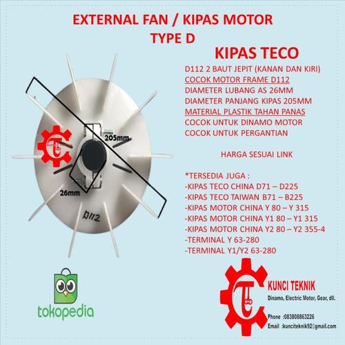 Jual External Fan / Kipas Motor Frame D112 D132 D160 D180 Kipas TECO China - D132 - Kota ...