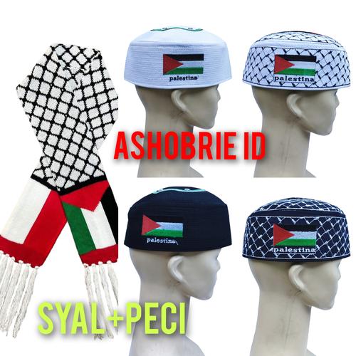 Jual free palestine syal+peci bendera palestine - putih bendera, 5 ...