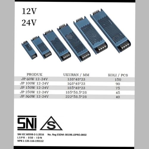 Jual adaptor jaring SLIM psu travo 12v / 24v 60 w 100 w 150 w 250 w 360 ...
