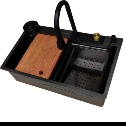 Jual kitchen sink luxury 7545 black waterfall/bak cuci piring new ...