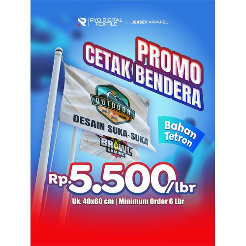 Jual Cetak Bendera Full Print Bahan Tetron Kain Asli ukuran 40x60cm ...