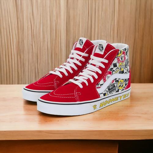 Jual Sepatu Vans Sk8 High Mooneyes Logo Black Red 2023 Original 100% ...