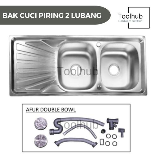 Jual BAK CUCI PIRING STAINLESS + AFUR 2 LUBANG / WASTAFEL CUCI PIRING ...