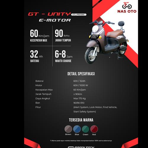 Jual motor listrik subsidi, Green Tech - Unity Classic - SLA, Cokelat ...