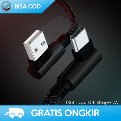 Promo KABEL CHARGER USB TO TYPE C FAST CHARGING PANJANG 1 METER TEKUK ...