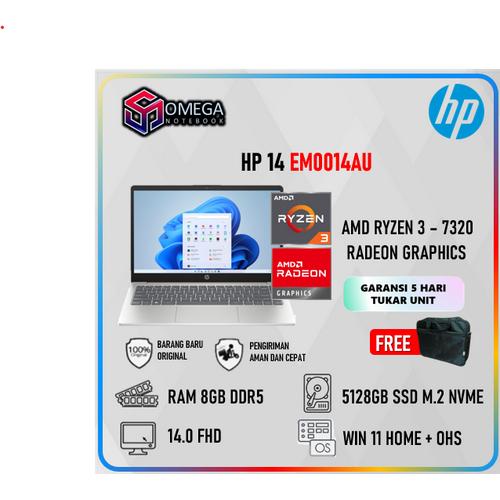 Jual HP 14 RYZEN 3 7320 8GB 512GB WIN 11+OFFICE 14 INCH FULL HD - BLACK, PAKAI ANTIGORES ...