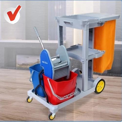 Promo janitor cart trolley dorong with Double bucket wringer - new ...