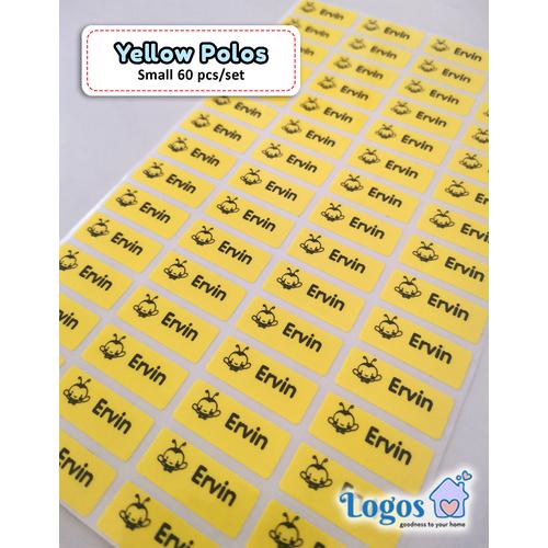 Jual Yellow Small Label Stiker waterproof anak Kuning custom nama cetak ...
