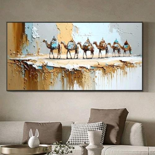 Jual hiasan dinding ruang tamu unta lukisan tektur timbul - 60x120 ...