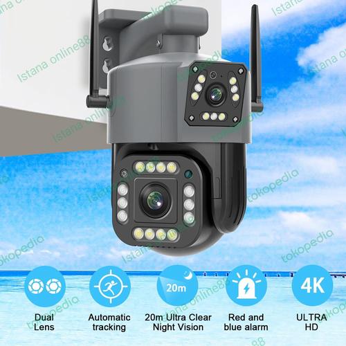Jual Kamera CCTV Wifi 8MP 2K Zoom Pan Tilt Outdoor IP Camera Dual Lensa ...