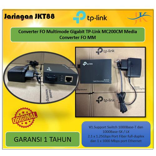 Jual Converter FO Multimode Gigabit TP-Link MC200CM Media Converter FO ...