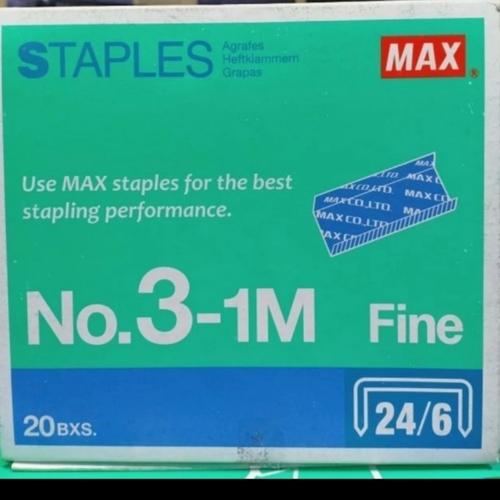 Jual ISI STAPLES MAX NO.3 (24/6) ORIGINAL HARGA SATU BOX BESAR ISI 20 ...