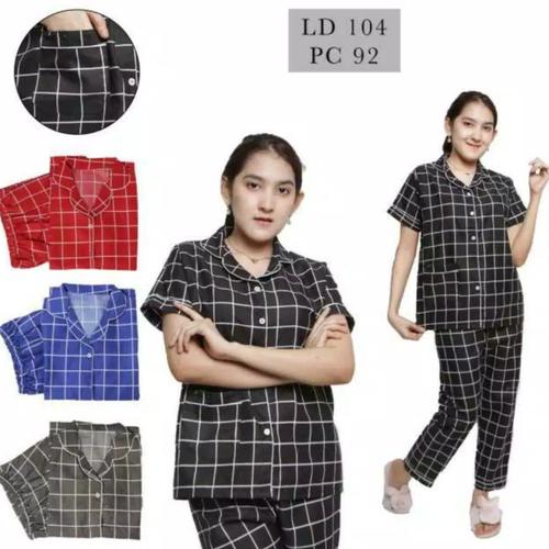 Jual Piyama Dewasa PP Cewek Wanita / Cowok Pria Kotak Hitam Navy Merah ...