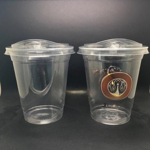 Jual Sablon Cup Gelas Plastik PET 12 Oz Datar + tutup strawless lid 500 ...