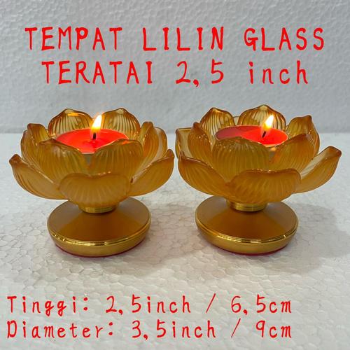 Jual tempat lilin / tatakan lilin model teratai bahan Liu Li tinggi 2,5 ...