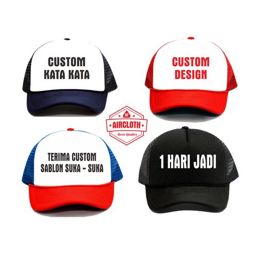 Jual Topi Trucker + Custom Bebas Design Tulisan - 1 Warna polyflex PU ...