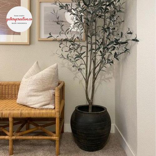 Jual vase bunga aesthetic tanah liat - vas bunga kering premium - Hitam ...