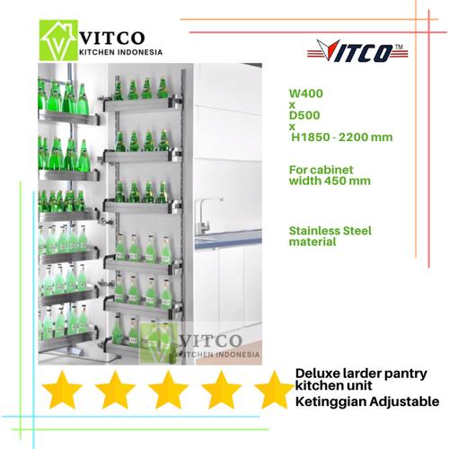 Jual VITCO Deluxe Pantry Kitchen Unit Rack / Rak snack tarik stainless ...