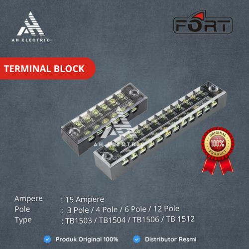Jual FORT Terminal Block Kaca 15A 12P TB1512 6P TB1506 4P TB1504 3P TB1503 - 3 Pole - Kota ...