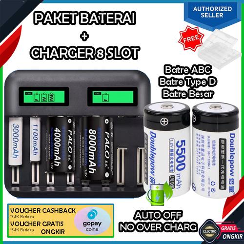 Jual Charger Baterai Dual Lcd Indikator Type D type C AA dan AAA - Kab ...