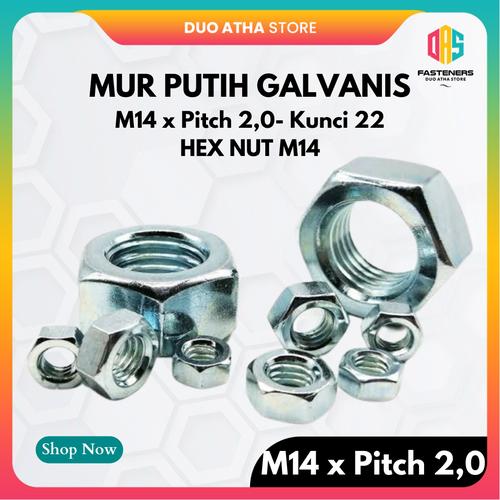 Jual Mur M14 x Pitch 2.0 Galvanis / Hex Nut M14 Galvanis PUTIH - Kab ...