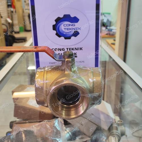 Jual Ball Valve KITZ 3 Way / 1 1/2" Inch Kuningan / Ballvalve 3 Arah ...