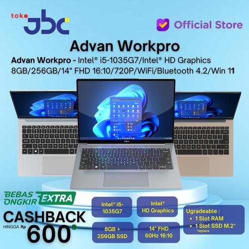 Promo ADVAN Notebook Laptop Workpro Intel I5 14'' FHD IPS 8GB 256GB Win ...