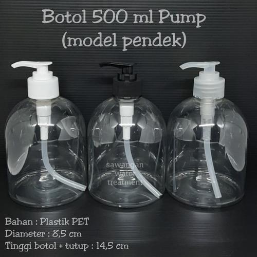 Jual Botol Handshop 500 ml / Botol Sabun / Botol Pump 500 ml Model PENDEK - Pump Natural - Kota ...
