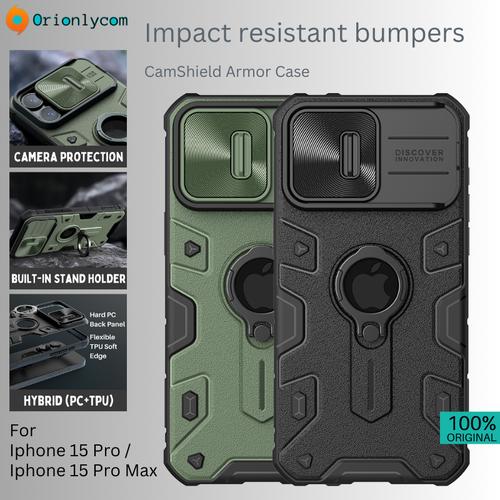Jual Case Iphone 15 Pro/Pro Max NILLKIN CamShield Armor Casing - Black ...