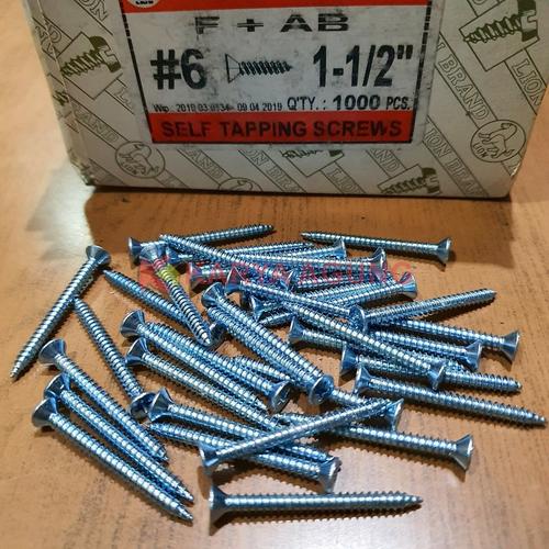 Jual Skrup Tapping 6 x 1 1/2" 4 cm 100 bj / Sekrup Taping Kepala Rata ...