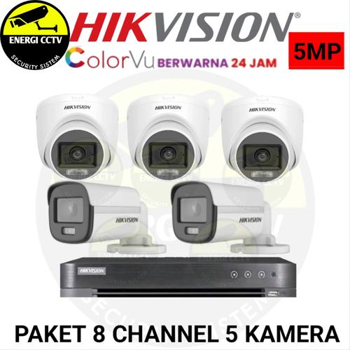 Jual PAKET CCTV HIKVISION COLORVU 5MP 8 CHANNEL 5 KAMERA COLORVU 5MP ...