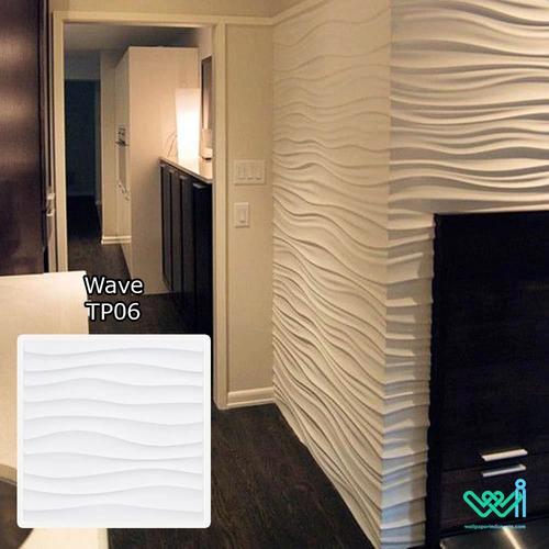 Promo wallpaper dinding wall panel 3D putih minimalis dekorasi ruangan ...