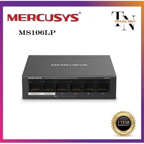 Jual MERCUSYS MS106LP 6-Port 10/100Mbps Desktop Switch with 4-Port PoE+ ...