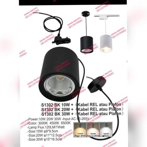 Jual downlight led cob panel outbow ob tempel gantung plafon rel 20w 20 ...