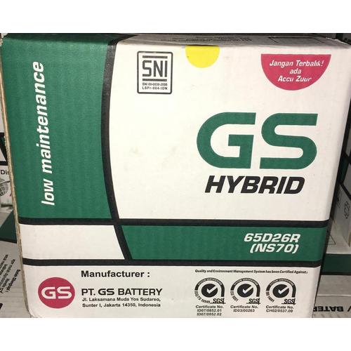 Promo Aki Mobil GS ASTRA type GS HYBRID 65D26R NS70 12V 65AH -12308 ...