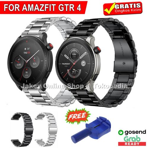 Jual STAINLESS STEEL METAL BAND STRAP TALI JAM RANTAI AMAZFIT GTR 4 ...