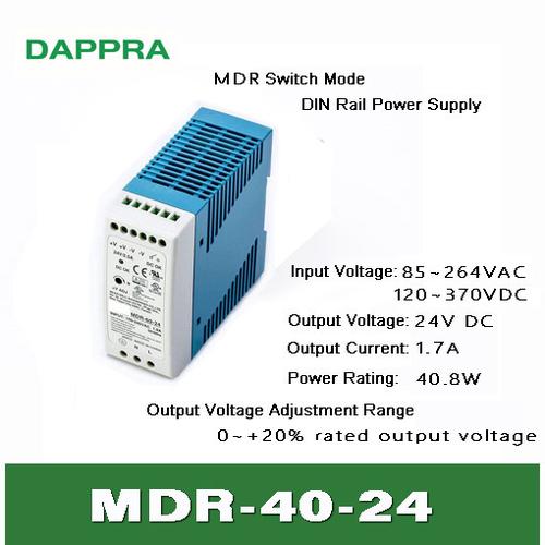 Jual MDR-40-24 40.8W 24V 1.7A AC DC Industrial DIN rail power supply ...