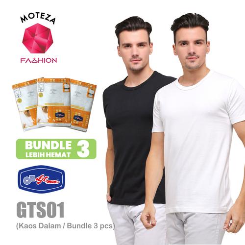 Jual ISI 3 Pcs - GT Man Kaos Dalam Oblong Pria Round O Neck GTS 01 GTS01 - ISI 3 PUTIH, S ...