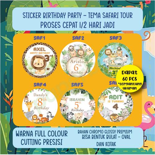 Jual label stiker SAFARI TOUR Ulang Tahun Anak - sticker birthday party ...