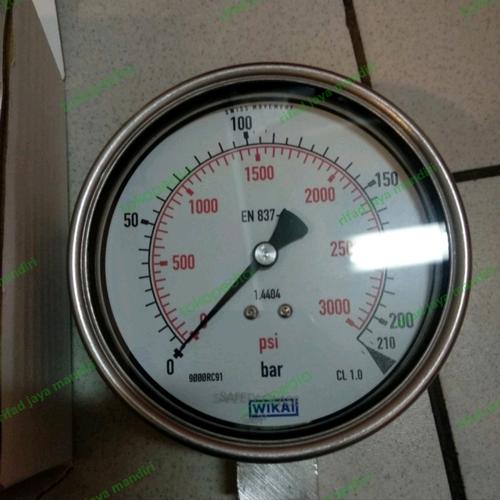 Jual pressure gauge Wika 3000 psi 210 bar full stainless - 6" payung ...