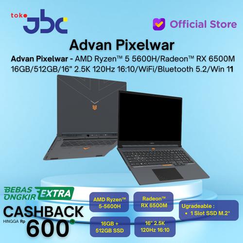 Promo LAPTOP GAMING ADVAN PIXELWAR RYZEN 5 6600H/16GB/512GB/RX6500M 4GB ...