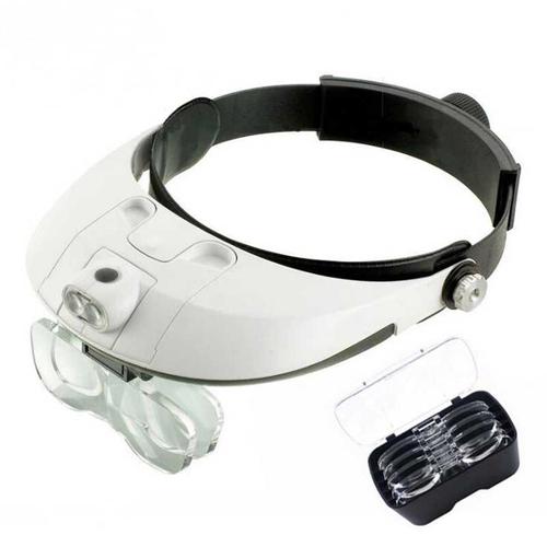 Jual Kacamata Pembesar Dual LED Headband Magnifier 5 Lens 6x - MG81001 ...
