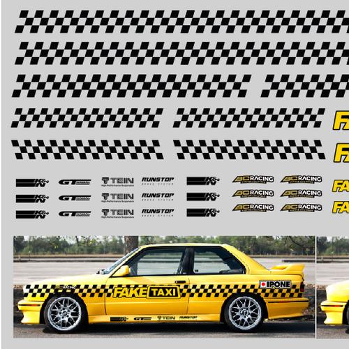 Jual Sticker Decal Mini RC Drift Livery Fake Taxi 1/28 1/24 1/10 - 1/28 ...