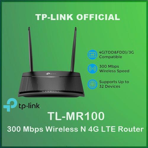 Promo Tp-Link TL-MR100 300 Mbps Wireless N 4G LTE Router TP Link TL ...